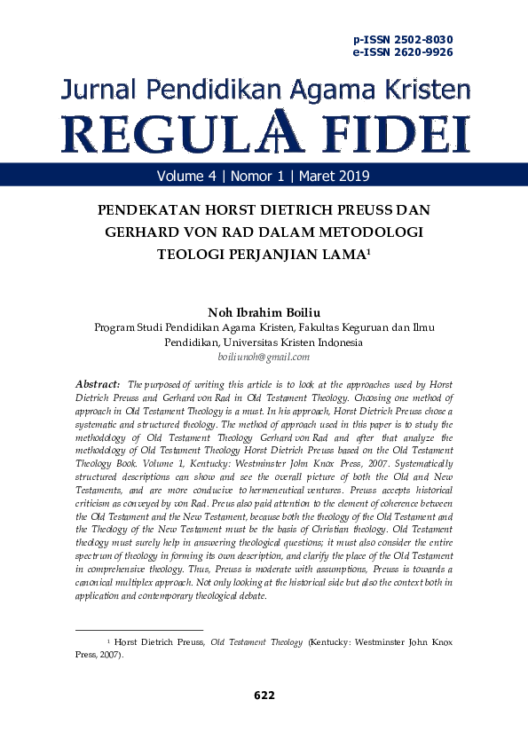 (PDF) PENDEKATAN HORST DIETRICH PREUSS DAN GERHARD VON RAD DALAM ...