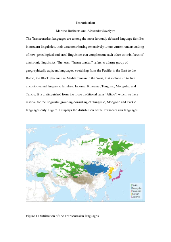 (PDF) Introduction to the Oxford Guide to the Transeurasian languages