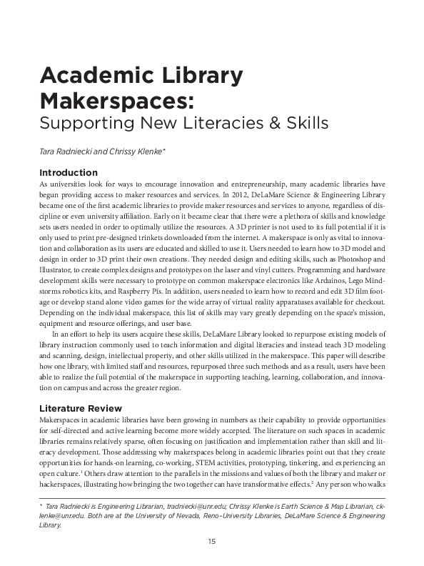 (PDF) Academic Library Makerspaces