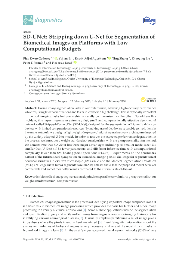(PDF) SD-UNet: Stripping down U-Net for Segmentation of Biomedical ...
