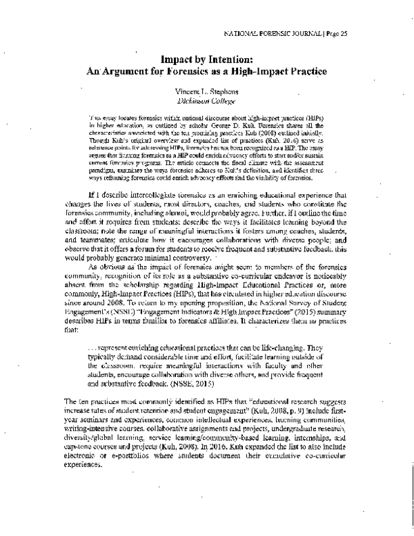 (PDF) Impact by Intention: An Argument for Forensics as a High Impact ...