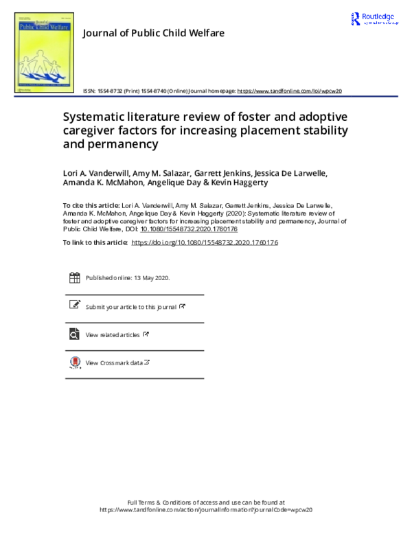 (PDF) Systematic literature review of foster and adoptive caregiver ...