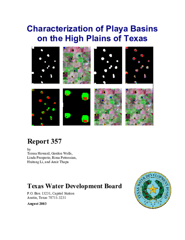 (PDF) Characterization of Playa Basins on the High Plains of Texas ...