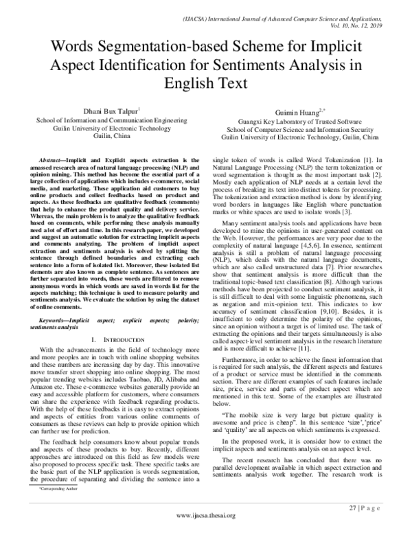 (PDF) Words Segmentation-based Scheme for Implicit Aspect ...