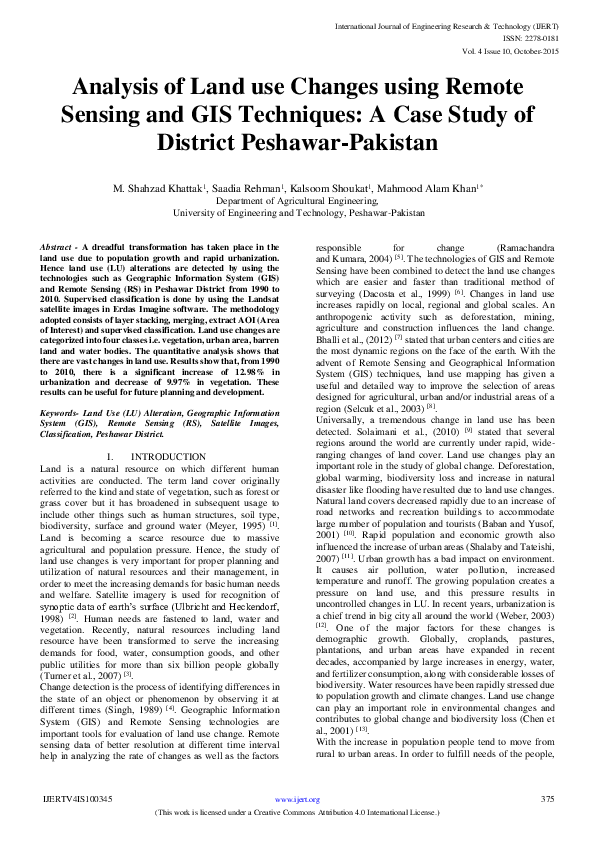 (PDF) IJERT-Analysis of Land use Changes using Remote Sensing and GIS Techniques: A Case Study ...