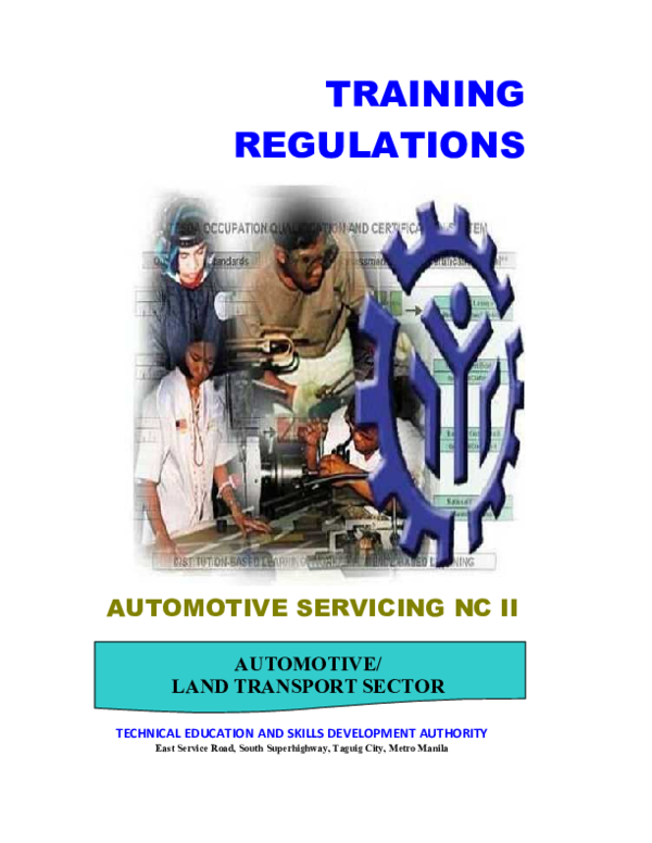 (PDF) AUTOMOTIVE SERVICING NC II TRAINING REGULATIONS AUTOMOTIVE/ LAND ...