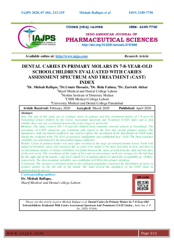 (PDF) DENTAL CARIES IN PRIMARY MOLARS IN 7-8-YEAR-OLD SCHOOLCHILDREN ...