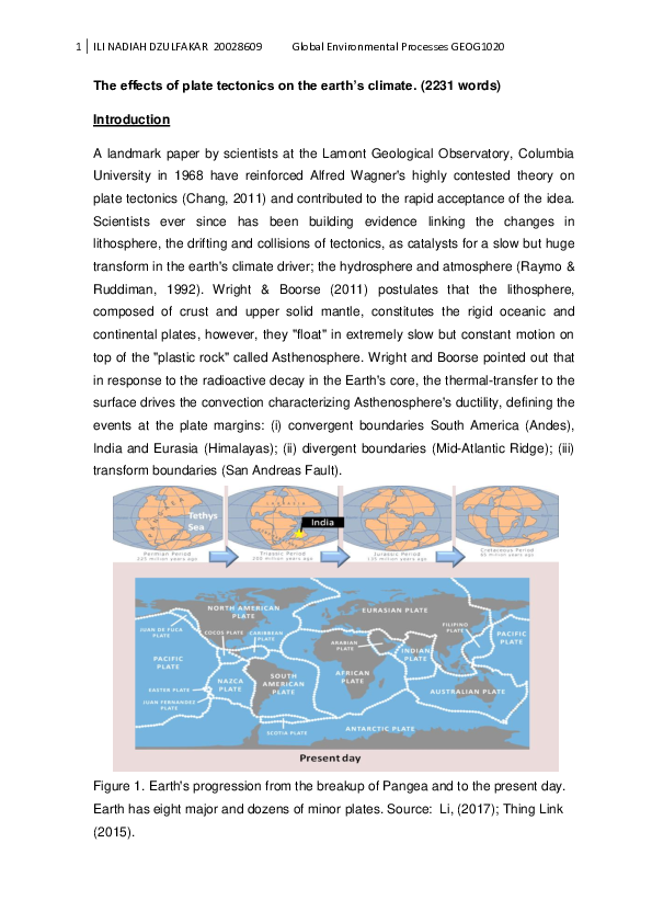 (PDF) The effects of plate tectonics on the earth's climate