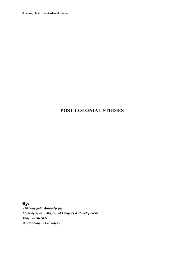 (DOC) POST COLONIAL STUDIES