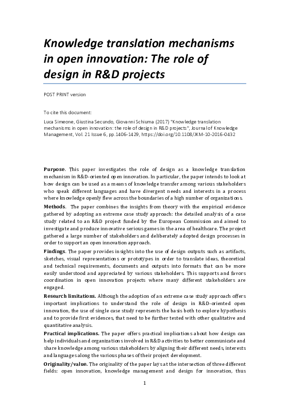 (PDF) Knowledge translation mechanisms in open innovation: The role of ...