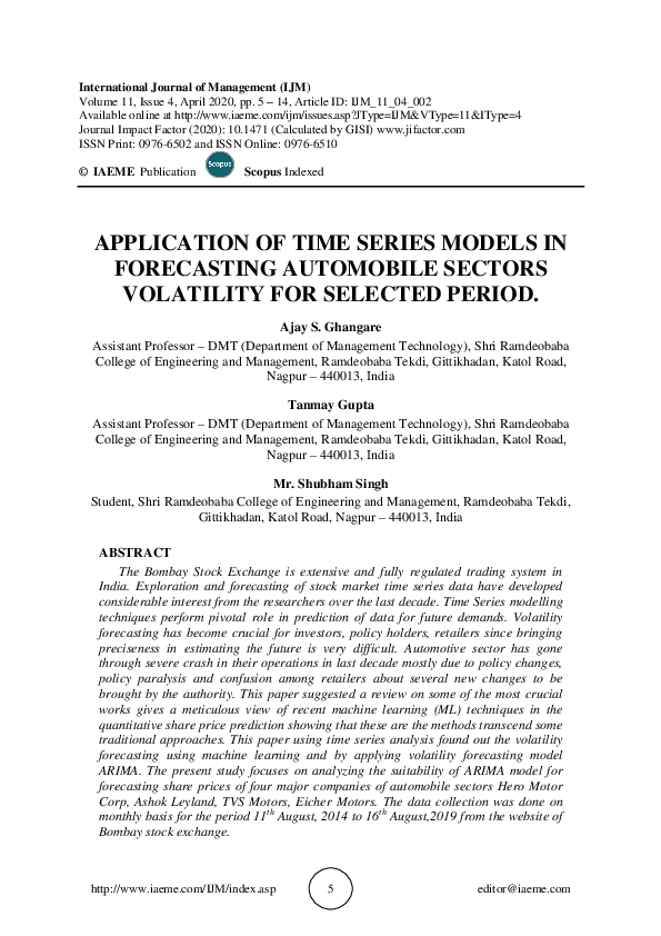 (PDF) APPLICATION OF TIME SERIES MODELS IN FORECASTING AUTOMOBILE ...