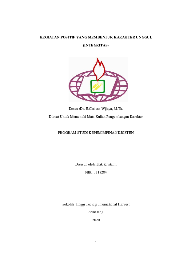 (DOC) Makalah Integritas STTI Harvest Semarang