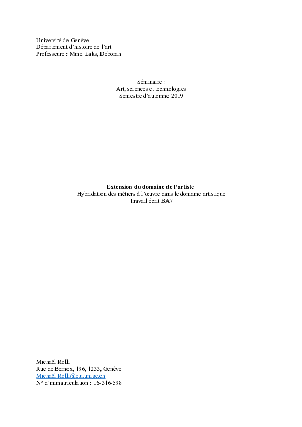 (PDF) Extension du domaine de l'artiste