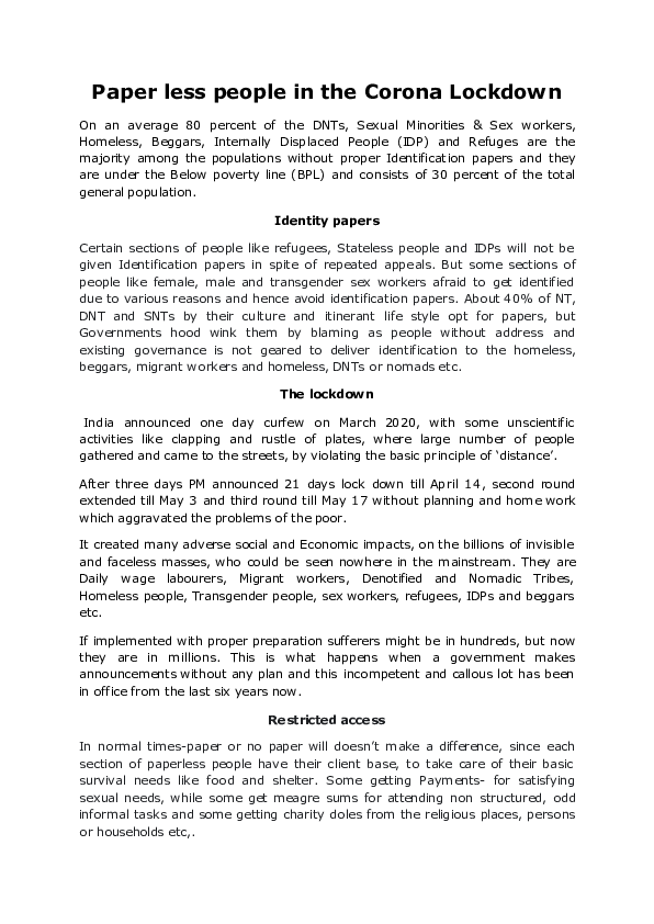 (PDF) Paper less people in the Corona Lockdown