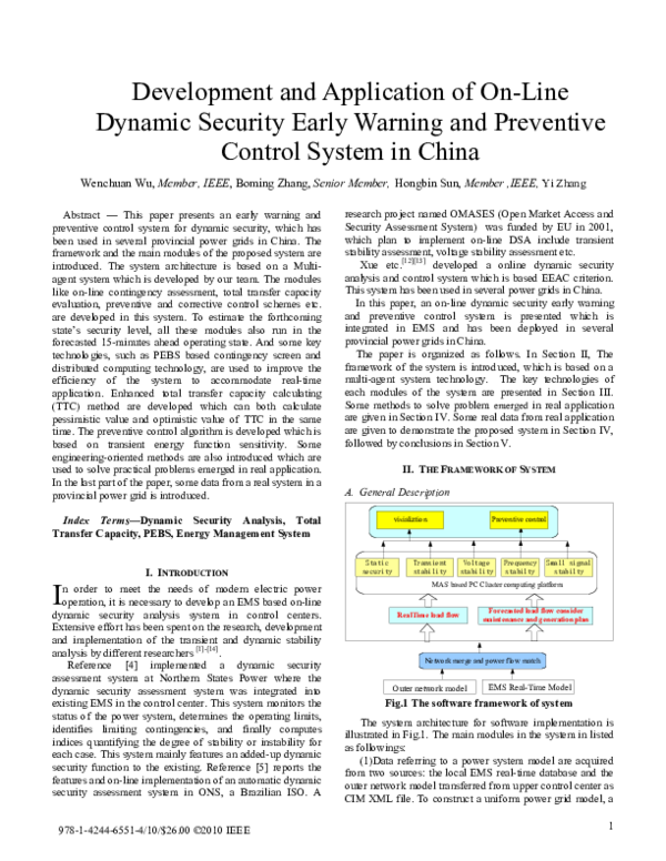 (PDF) Development and application of on-line dynamic security early ...