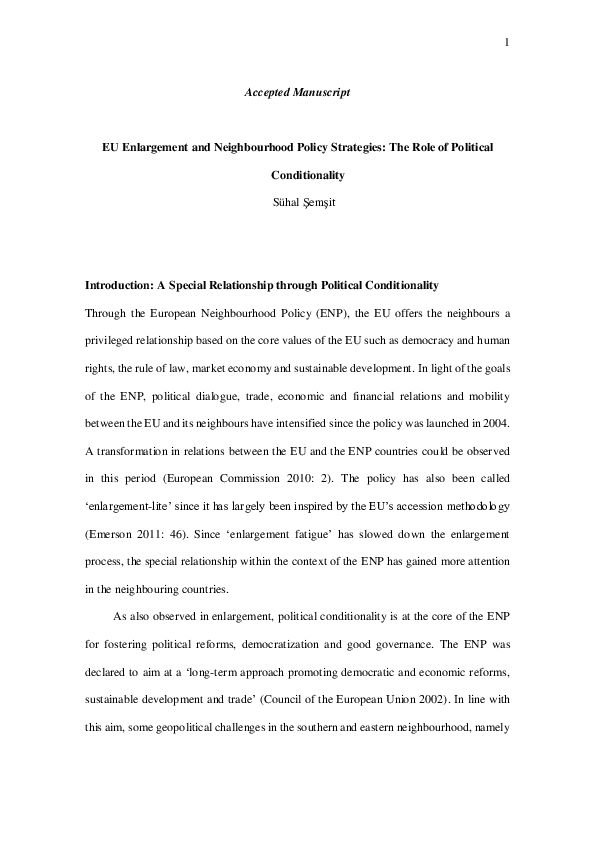 (PDF) The EU’s Enlargement and Neighbourhood Policy Strategies: The ...