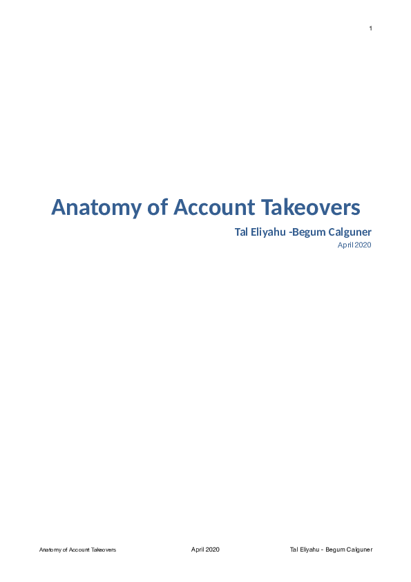 (PDF) Anatomy of Account Takeovers