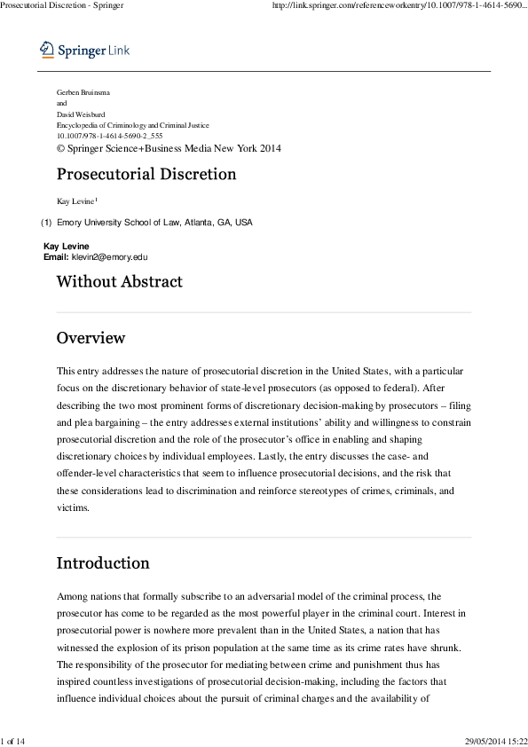 (PDF) Prosecutorial Discretion