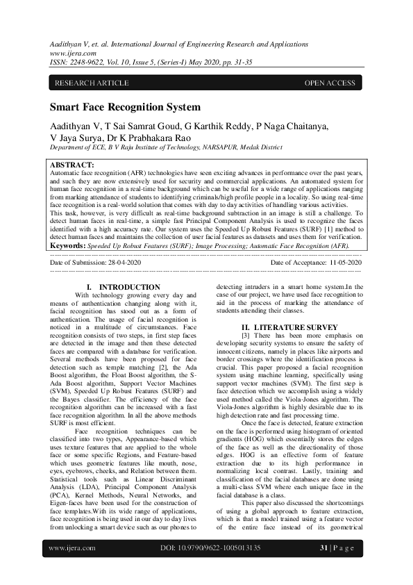Pdf Smart Face Recognition System