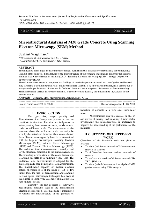 (PDF) Microstructural Analysis of M30 Grade Concrete Using Scanning ...