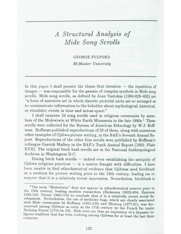 (PDF) A Structural Analysis of Midewiwin Song Scrolls