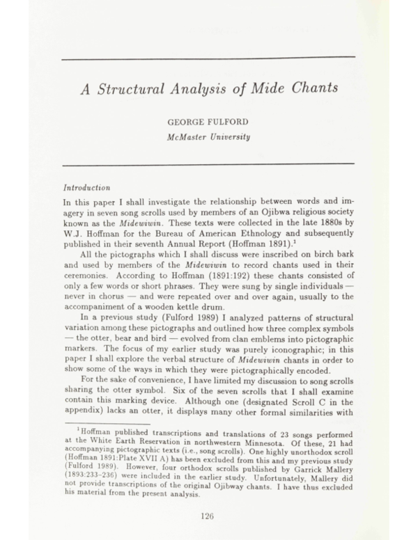 (PDF) A Structural Analysis of Midewiwin Chants