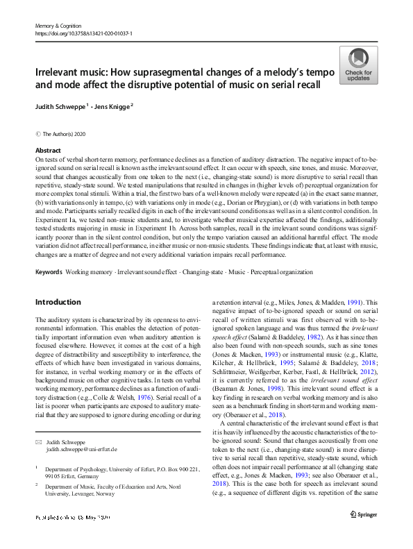 (PDF) Irrelevant music: How suprasegmental changes of a melody's tempo ...