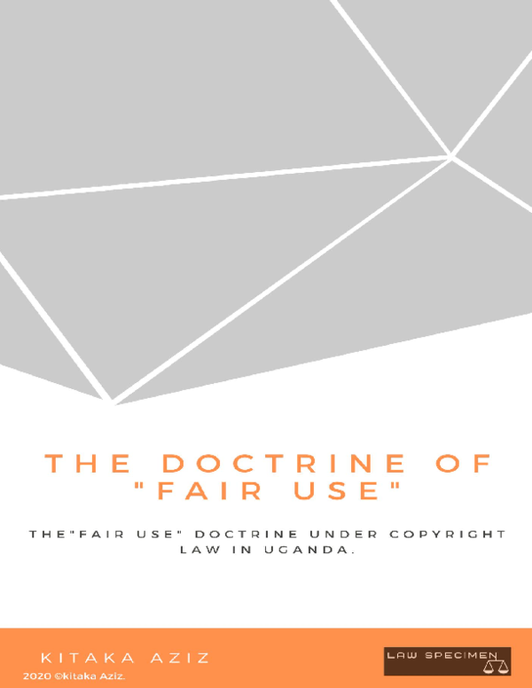 (PDF) THE DOCTRINE OF "FAIR USE" UNDER UGANDAN COPYRIGHT LAW.