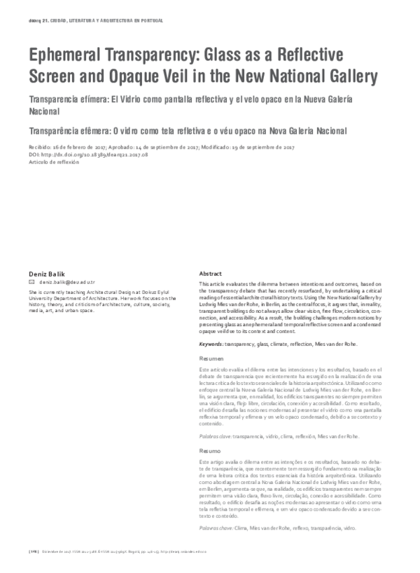 (PDF) Ephemeral Transparency: Glass as a Reflective Screen and Opaque ...