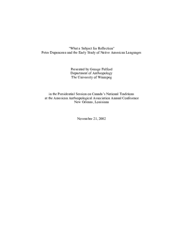 (PDF) "What a Subject for Reflection" | George Fulford - Academia.edu