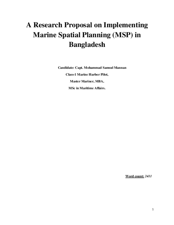 (PDF) A Research Proposal on Implementing Marine Spatial Planning (MSP ...