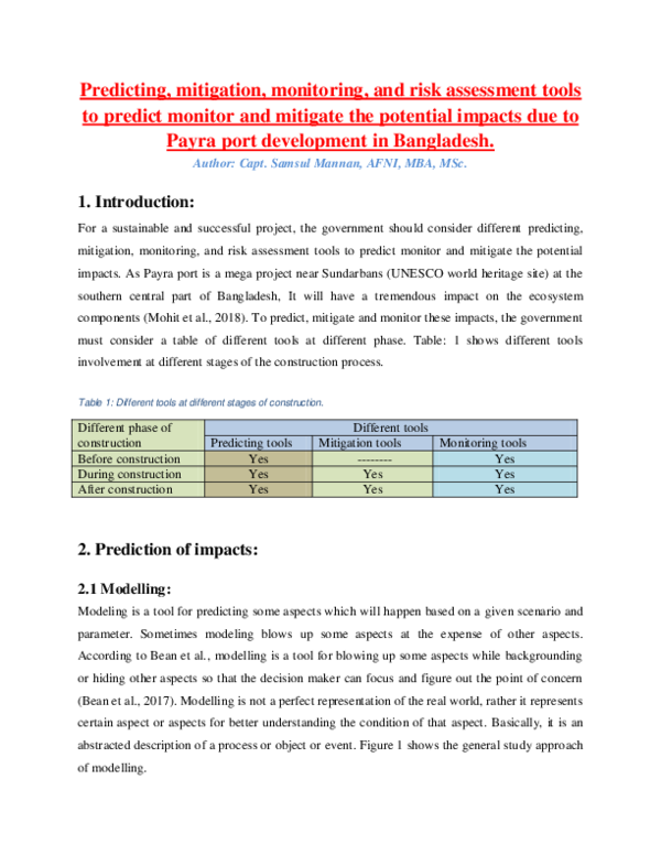 (PDF) Predicting, mitigation, monitoring, and risk assessment tools to ...