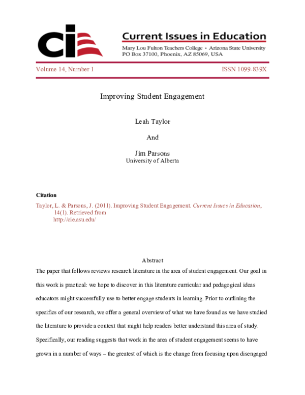 (PDF) Improving Student Engagement