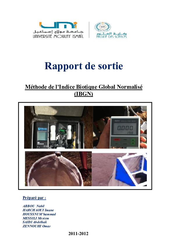 (PDF) Méthode de l’Indice Biotique Global Normalisé (IBGN)