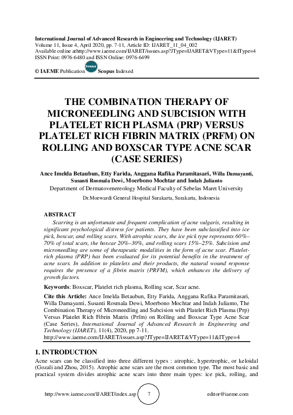 (PDF) THE COMBINATION THERAPY OF MICRONEEDLING AND SUBCISION WITH ...