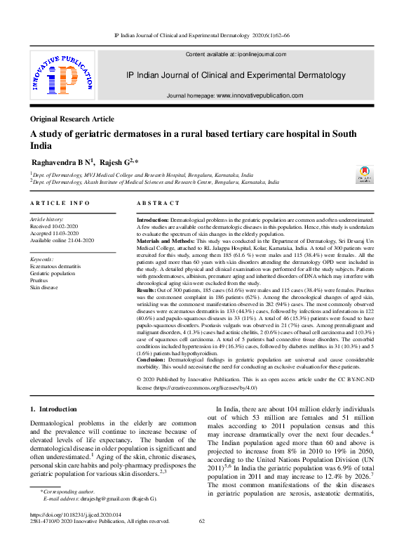 (PDF) A study of geriatric dermatoses in a rural based tertiary care ...