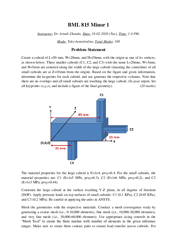 (PDF) BML 815 Minor 1 Problem Statement