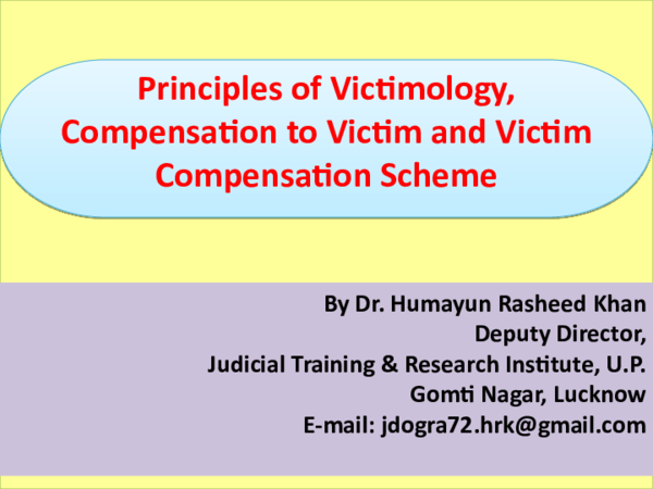 (PPT) Presentation on Victimology, Compensation to Victim