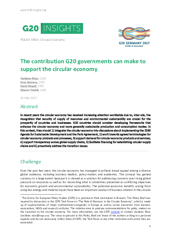 (PDF) The contribution G20 governments can make to support the circular ...