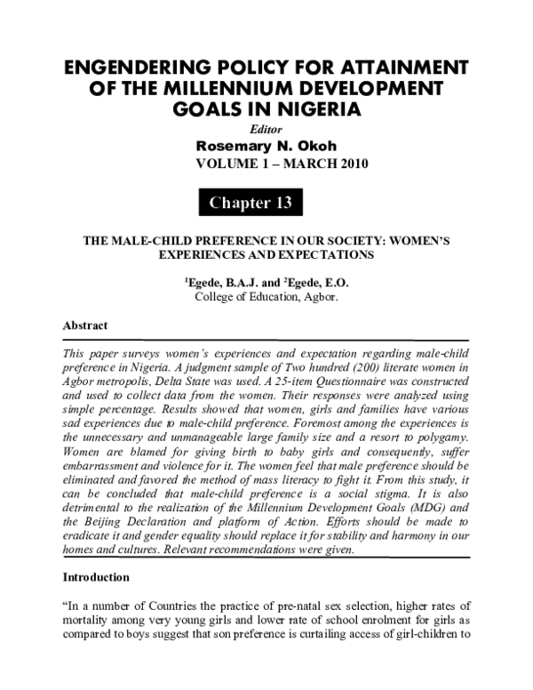 (DOC) THE MALE-CHILD PREFERENCE IN OUR SOCIETY: WOMEN’S EXPERIENCES AND ...