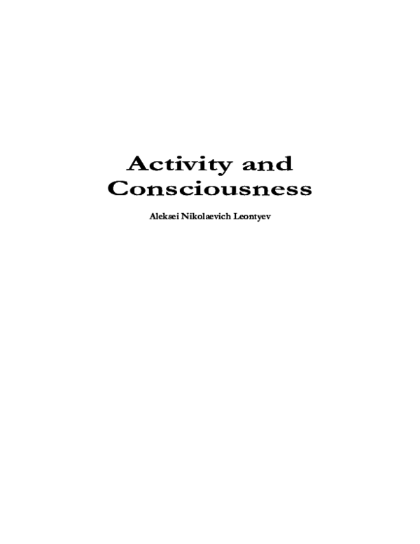 (PDF) Activity and Consciousness Aleksei Nikolaevich Leontyev
