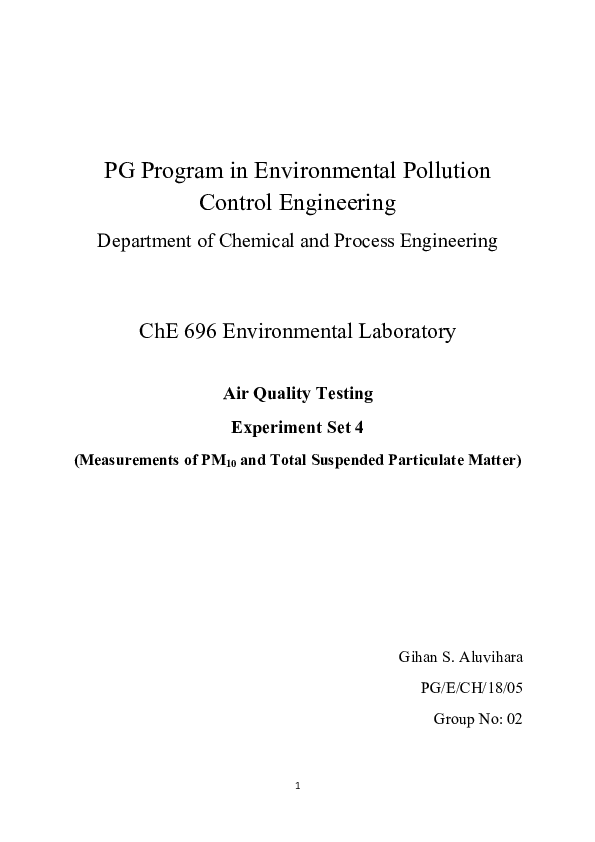 (PDF) Measurements of PM10 and Total Suspended Particulate Matter