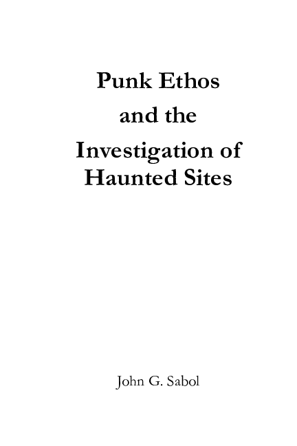 (PDF) Punk Ethos and the Investigation of Haunted Sites