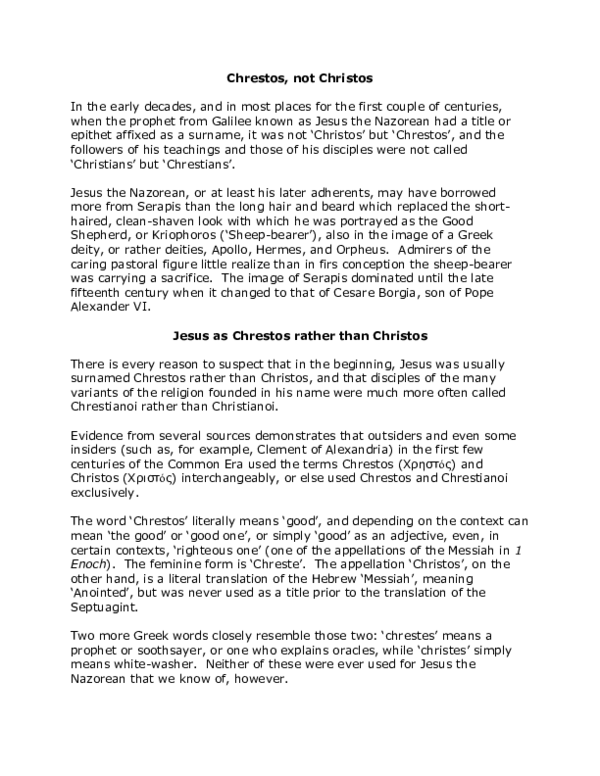 (PDF) Chrestos, not Christos