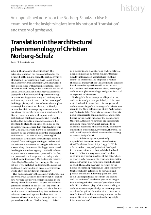 (PDF) Translation in the Architectural Phenomenology of Christian ...