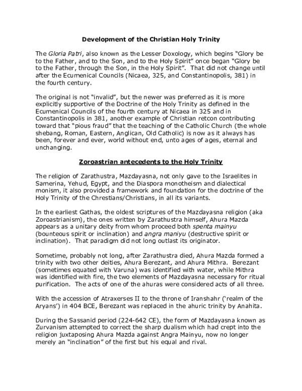 (PDF) Development of the Christian Holy Trinity