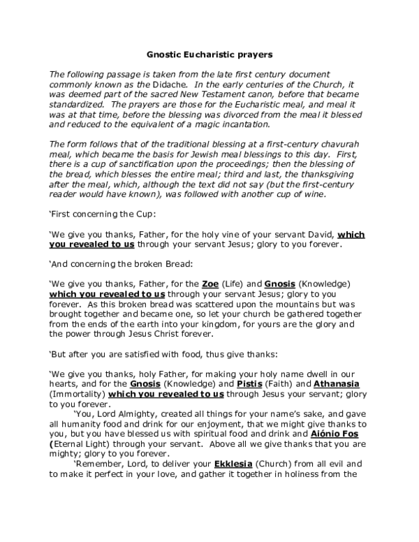 (PDF) Gnostic Eucharistic prayers