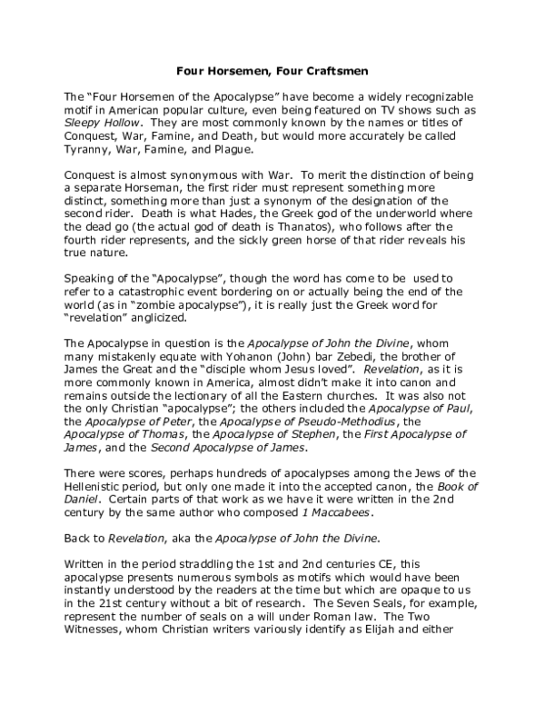 (PDF) Four Horsemen, Four Craftsmen