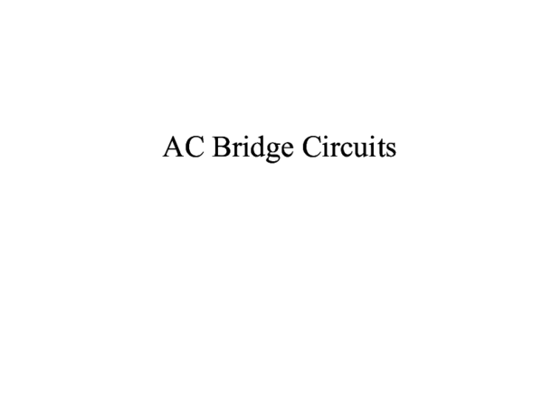 (PDF) AC Bridge Circuits
