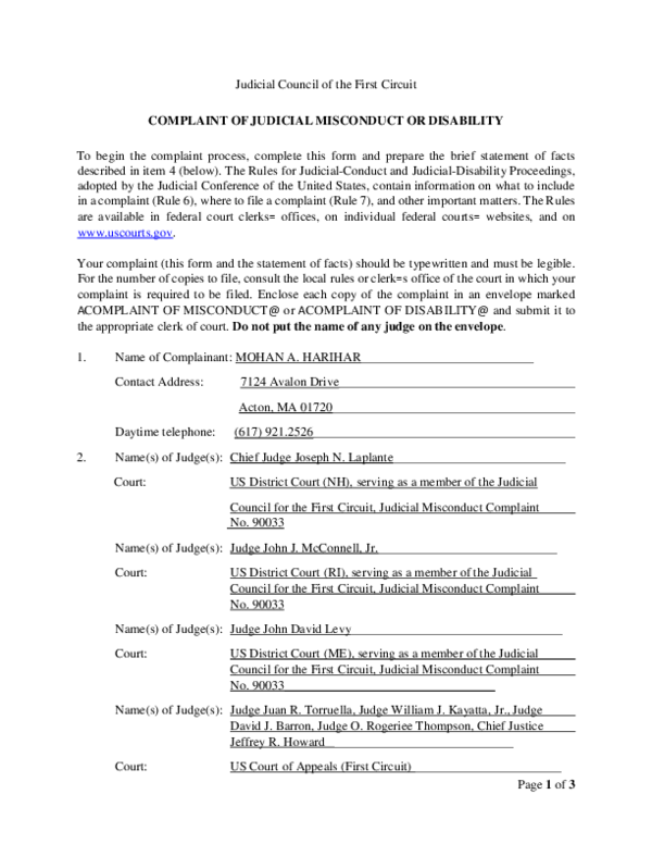 (PDF) Judicial Misconduct - complaint filed